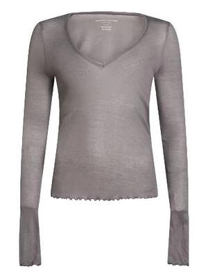 Majestic Filatures Micro Modal & Cashmere V-neck Long Sleeve T-shirt - Grey