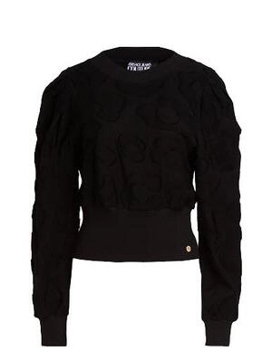 Versace Cotton Sweatshirt With Puffed Sleeves - Black