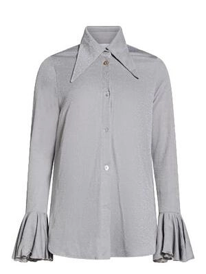 Sleeper Metallic Fiber Lycra Piqué Shirt - Silver