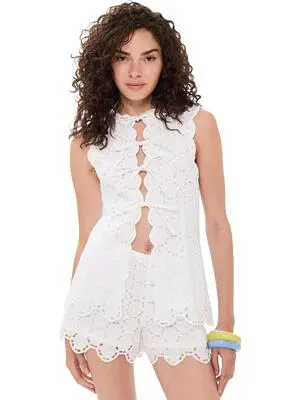 SIMONMILLER Delilah Eyelet Tie Top - Macadamia