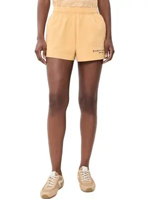 SPORTY & RICH Title Embroidered Disco Shorts - Limone