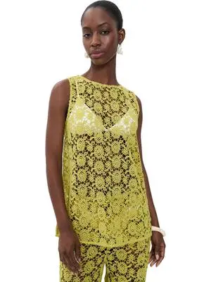 LA MAREGOLD Alma Lace Boatneck Sleeveless Top - Lime