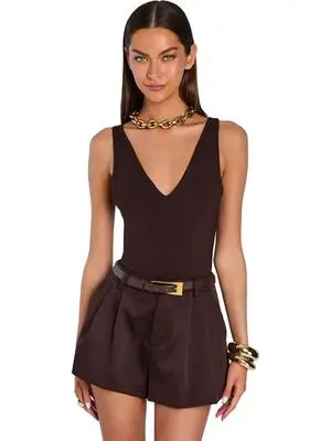 SANS FAFF Sans Faff Plunge V Bodysuit Espresso