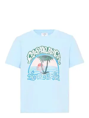 Casablanca Graphic-print T-shirt - Light Blue