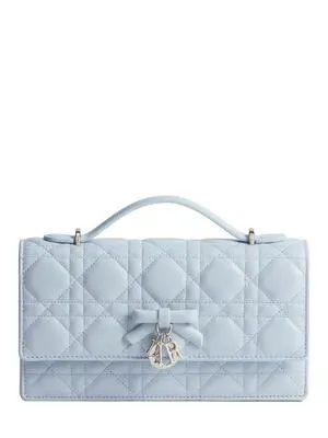 Dior Quilted Mini Bag With Bow Detail - Blue