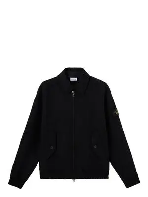 Stone Island Logo Patch Zip-up Jacket - Black
