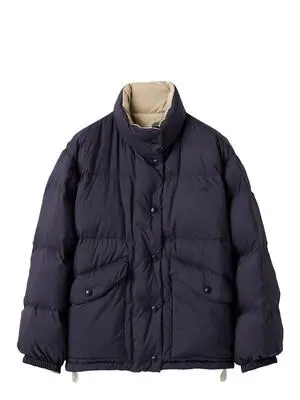 Miu Miu Reversible Technical Pongé Down Jacket - Beige/blue