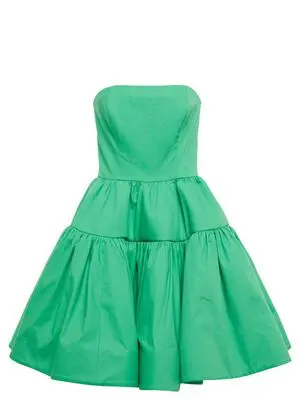 OSCAR DE LA RENTA Oscar De La Renta Strapless Cotton Poplin Tiered Mini Dress