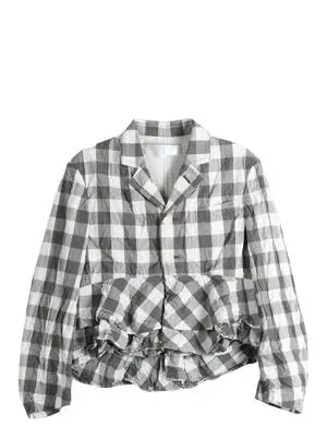 Comme Des Garçons Gingham-check Ruffled Jacket - Gray
