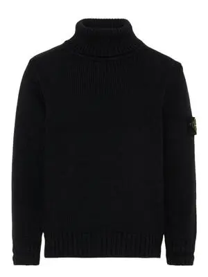 Stone Island Turtleneck Knit Top - Black