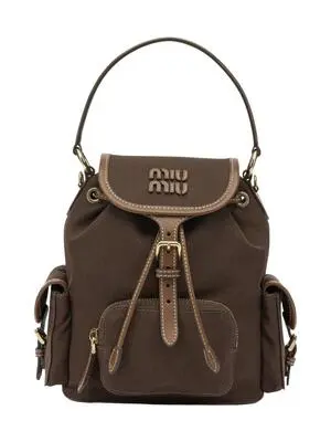 Miu Miu Logo Detailed Backpack - Black