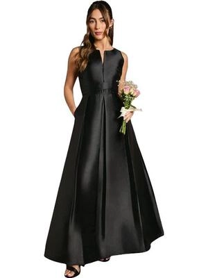 Coast Fit And Flare Sleeveless Dress With Notch Neckline - Black