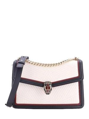BVLGARI Serpenti Forever Shoulder Bag Quilted Leather - White