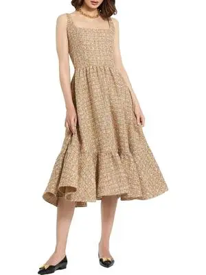 MAC DUGGAL Mac Duggal Boucle Sleeveless A-Line Midi Dress