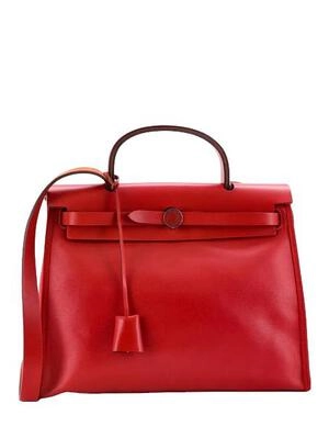 Hermès Herbag Zip Berline Vache Canvas And Leather 31 Red