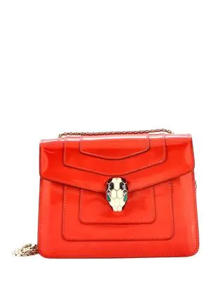 BVLGARI Serpenti Forever Square Shoulder Bag Metallic Leather Small - Orange