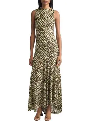 SIEDRES Velvet Devoré Maxi Dress - Black Multi