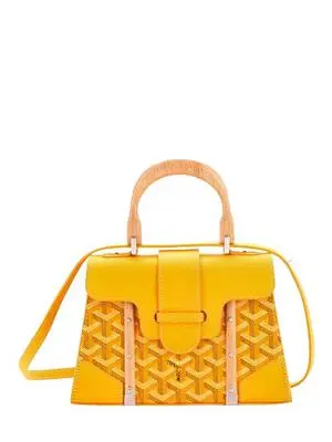 Goyard Structured Saigon Top Handle Bag Coated Canvas With Leather Mini Yellow