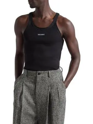 Dolce & Gabbana DOLCE & GABBANA Logo Patch Tank Top Black