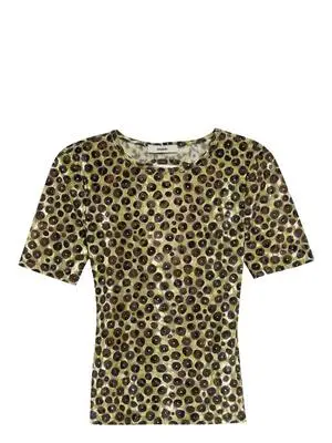 SIEDRES Idyl Print Velvet Devoré Cutout Back Top - Black Multi
