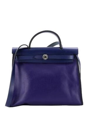 Hermès Herbag Zip Berline Vache Canvas And Leather 31 - Blue