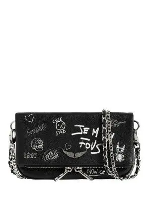 Zadig&Voltaire Rock Nano Arty Tag Leather Crossbody Bag - Black