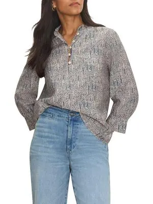 NIC+ZOE Sun Speckle Ruffle Neck Top