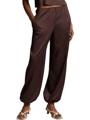 VINCE Plissé Drawcord-hem Satin Pants