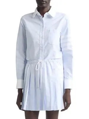 Thom Browne Cotton Oxford Shirt With Peter Pan Collar - Light Blue