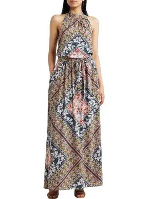 Julia Jordan Halter Maxi Dress - Navy Multi