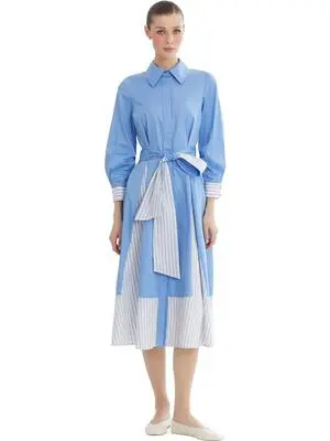 GIZIA Belted Shirt Dress - Blue