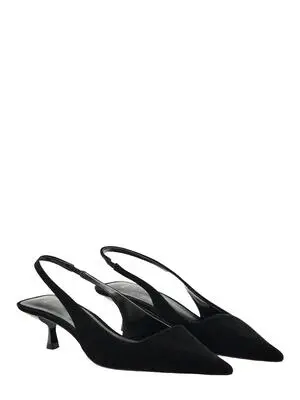 Mango Slingback Pointed Toe Pumps - Black