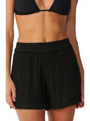 Rip Curl Textured Cotton Gauze Lounge Shorts - Black
