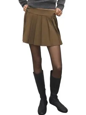 Mango Brittany Pleated Mini Skirt With Belt Detail - Brown