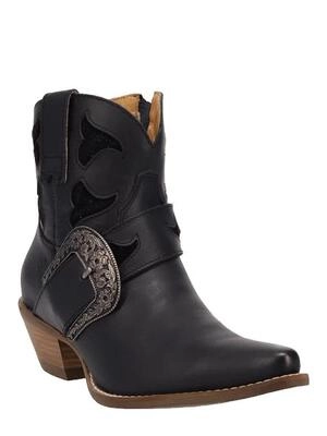 DINGO Dingo Saddle Up Western Boot With Etched Floral Buckle Hardware Black