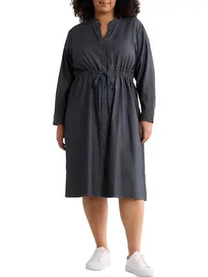 Eileen Fisher Organic Cotton Mandarin Collar Dress - Denim