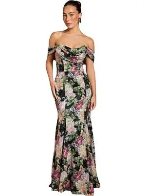Coast Floral Bardot Maxi Dress - Black
