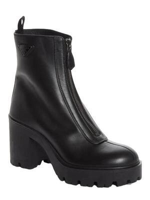Prada Lug Sole Zip Bootie - Nero