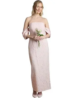 Coast Bardot Neck Short Sleeve Lace Maxi Dress - Blush