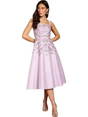 Coast Embellished Square Neck Midi Dress - Lilac