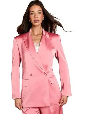 Coast Satin Longline Blazer - Rose