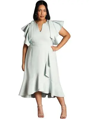 Coast Plus Flutter Sleeve Crepe Midi Dress - Mint