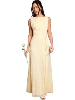 Coast Mesh Ruched Waist Maxi Dress - Lemon