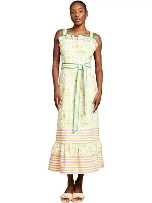 Coast Printed Ruffle Midi Dress - Ivory