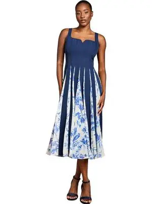 Coast Printed Crepe Midi Dress - Navy