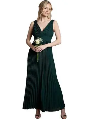 Coast Plunge Neck Pleated Maxi Dress - Emerald
