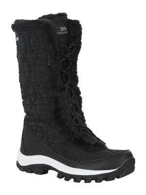TRESPASS Coretta Ii Mid-calf Snow Boots With Faux Fur Trim - Black