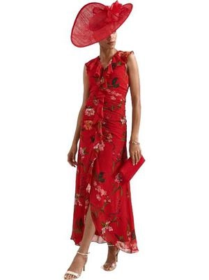 PHASE EIGHT Mae V-neck Floral Maxi Dress - Red