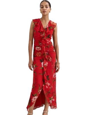 PHASE EIGHT Floral V-neck Maxi Dress - Red