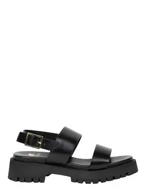 BOBBIES Flat Sandals With Chunky Sole - Absolute Black